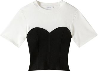Patrizia Pepe Femme, Tops, Blanc, Taille: 40 FR T-shirt avec Bustier Tricot&eacute;