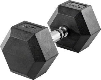 Sport-Tec Hex Kompakthantel aus Gummi, 15 kg, Hexagon-Hantel, Krafttraining, Fitness Hantel, Muskelaufbau, Bodybuilding