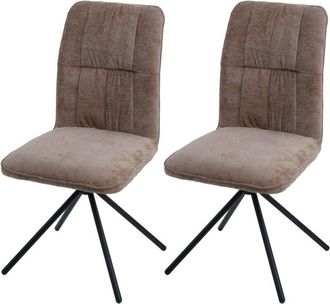 Hhg 2er-Set Esszimmerstuhl HHG 432, K&uuml;chenstuhl, drehbar Auto-Return, Stoff/Textil Chenille (340g/m&sup2;) &Ouml;ko-Tex hellbraun