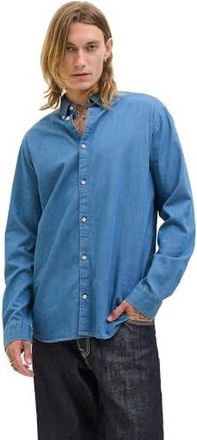 Jack & Jones Jjeperfect T-Shirt en Denim Ls Noos, Denim Bleu m&eacute;dium, M