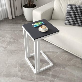 Generic Moderner C-förmiger Beistelltisch Eisenbeine Rahmen und Holzplatte, Nachttisch Nachttisch Snack Bücher Beistelltisch für Wohnzimmer Boden Balkon Eckso