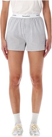 Sporty & Rich Femme, Shorts, Bleu, Taille: 42 FR Boxer à Rayures Bleu Marine