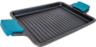 Arcos Grillpfanne Antihaftbeschichtung Aluminium 34x26 cm f&uuml;r alle Herdarten, Silikongriffe, Energiesparend, Sp&uuml;lmaschinenfest, Serie Thera