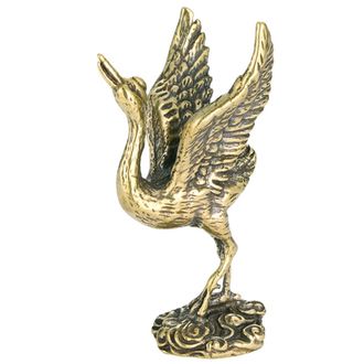 DOITOOL Messing Skulptur Chinesische Reiher Figur Vintage Deko f&uuml;r Wohnzimmer B&uuml;ro Schlafzimmer Feng Shui Geschenk zur Wohnungseinweihung Langlebig und Handge