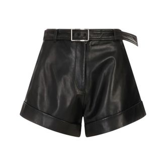 Sportmax Femme, Shorts, Noir, Taille: 38 FR Spxvasaio Leather Bermuda