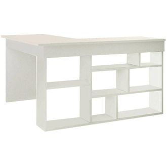 Dmora Schreibtisch Dfavasul, Mehrzweckschreibtisch, B&uuml;rotisch f&uuml;r pc, Eckschreibtisch, 129x120h72 cm, Wei&szlig; - Dmora