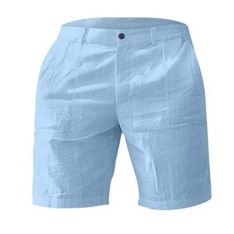 Generic Short en lin pour homme, taille &eacute;lastique, jambe droite, short chino extensible, d&eacute;contract&eacute;, l&eacute;ger, pour la marche, le travail, le salon, les vacance
