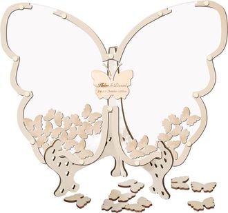 Generico Gästebuch für Babyparty mit Schmetterling, Hochzeitsdekorationen aus Holz für die Zeremonie, elegantes Gästebuch, Andenken für die Abschlussfeier zum 