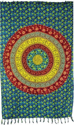 Guru Shop Bali Sarong, Wandtuch, Wickelrock, Sarongkleid - T&uuml;rkis/rot/gelb, Herren/Damen, Synthetisch