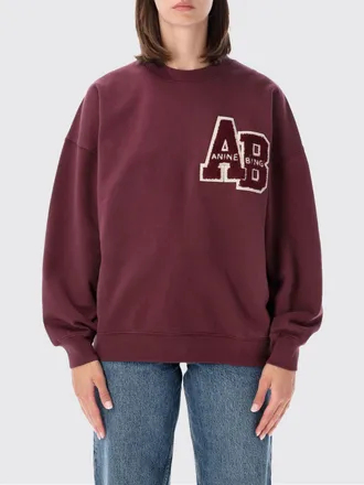 Anine Bing Sweat-shirt &agrave; col rond en coton avec patch logo et coupe d&eacute;contract&eacute;e