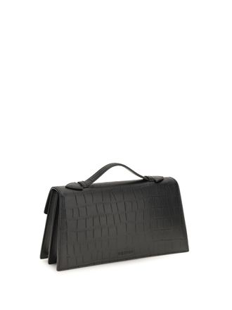 Alexander McQueen Womens Handbag Skull Croc-Embossed Black-Silver Calf Leather Handbags Black/silver Hand Bags