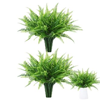 Generic Boston Ferns Künstliche Farne - 2 Stück künstliche grüne Farne für Zuhause, künstliche Farne im Topf | für den Innenbereich, dekorativ, für Regal oder