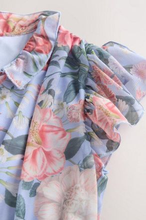 Next Midikleid Plissiertes Mesh-Midikleid mit V-Ausschnitt (1-tlg)