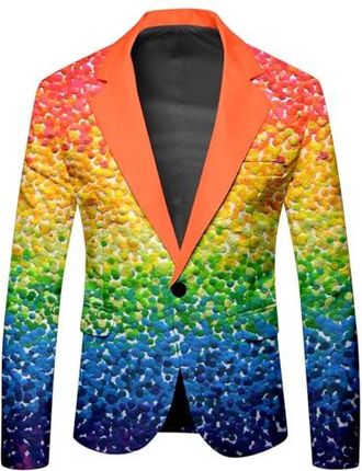 Generic Veste arc-en-ciel pour homme - Costume CSD - Blazer slim fit Pride Month - Veste de costume attrayante pour carnaval, festival, d&eacute;fil&eacute;, 001., XXL