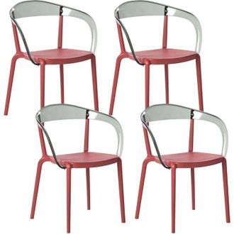 Beliani Gartenstuhl 4er Set MALEVIZI stapelbar Rot