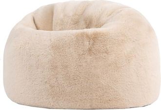 Icon Brand Kingston Sitzsack Kinder, Beige, Flauschiger Kunstpelzstoff, Sitzsack Flauschig mit F&uuml;llung, Bequemer Kinder Sessel, Kuschelsessel, Lese Sessel, Schla
