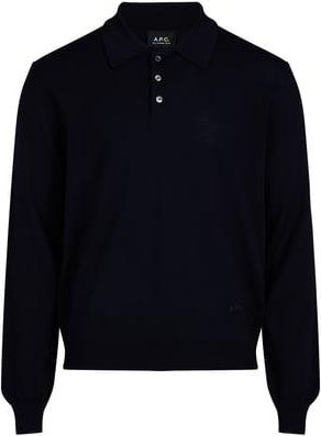 A.P.C. Pull col polo uni en laine