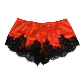 Dolce & Gabbana Femme, Sous-v&ecirc;tements, Rouge, Taille: 38 FR Shorts de Nuit en Soie Rouge et Dentelle