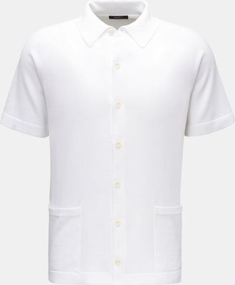04651/ Herren - Kurzarm-Strickhemd Foggy Shirt weiß