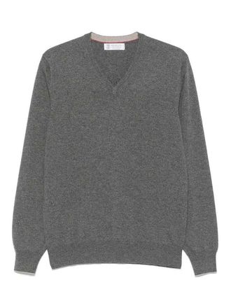 Brunello Cucinelli Pull Col Rond - Gris