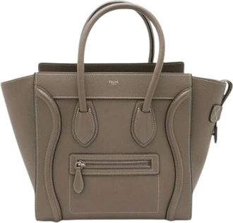 Celine Pre-owned Luggage Micro Shopper Leather Tote Bag - Femme - Pre-owned - Beige - Taille: ONE Size