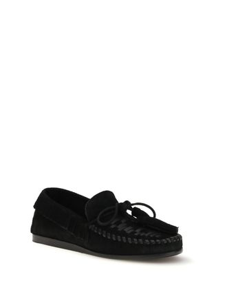Isabel Marant Womens Suede Fitza Loafers Black Calf Leather Bos Taurus