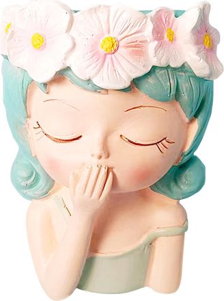 Generic Dekoratives M&auml;dchen Gesicht Pflanzer - Frauenkopf -Pflanzerentw&auml;sserung, Innengesichtskulptur | Innenhauptbeobachter mit bl&uuml;hbarem Harzkonstruktion, B