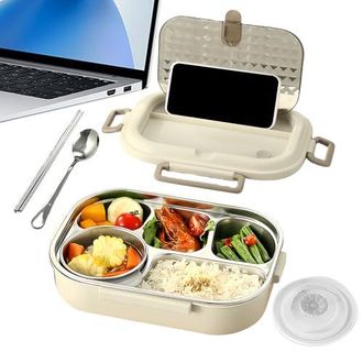 Generico Uozonit R&eacute;cipient &agrave; d&eacute;jeuner | Rangement alimentaire avec cuill&egrave;re, bo&icirc;te &agrave; d&eacute;jeuner en acier inoxydable pour adultes, pour sandwichs, fruits, l&eacute;gumes