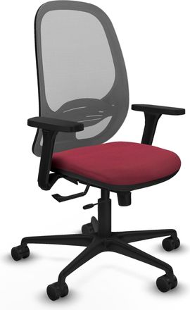 Piqueras y Crespo B&uuml;rostuhl aus Stoff, h&ouml;henverstellbar, mit 3D-Armen, h&ouml;henverstellbare Lendenwirbelst&uuml;tze, ausgestattet mit Syncro/Traslack. Grau/Granatrot