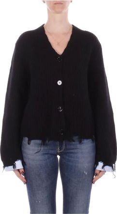 SOLOTRE Femme, Pulls, Noir, Taille: 42 FR Maglia Chiusura bottoni