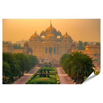 Islandburner XXL Bild Poster Fassade Tempel Akshardham Delhi Indien Swaminarayan Komplex Gr&ouml;&szlig;te Hindu Mandir Premium Bilder Fotodruck HRNU-PGR