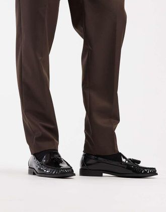 Asos Penny-Loafer in Schwarz mit Quastendetail