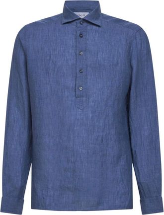 D4.0 Homme, Chemises, Bleu, Taille: XL Buttoned Linen Shirt