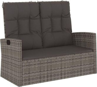 vidaXL Gartenbank mit Liegefunktion & Kissen Grau 118 cm Poly Rattan vidaXL