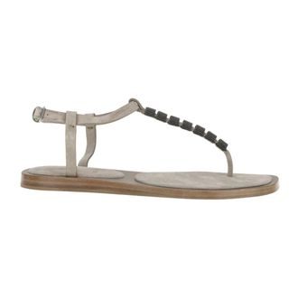 Brunello Cucinelli Sandales Orn&eacute;es - Femme - Chaussures - Gris - Taille: 41 EU