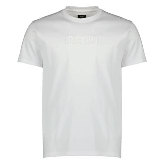 Fendi Cotton Crew Neck T-shirt - - Tops - Herren - Wei&szlig; - L