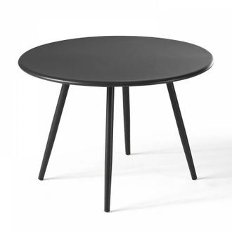 Oviala Table basse de jardin ronde en m&eacute;tal gris anthracite 50 cm - Palavas