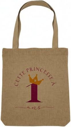 Fabulous Sac Shopping Tote Bag Aspect Lin - Cette Princesse &Agrave; 1 Ans Anniversaire Celebration Enfant Cadeau - Sac de Courses Toile Epaisse 360g Beige Naturel Ca
