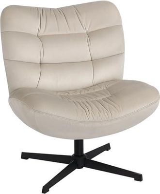 HOMCOM Fauteuil Salon pivotant &agrave; 360&deg;, Chaise rembourr&eacute;e en Chenille sans accoudoirs, Assise et Dossier Extra-Larges, Pieds crois&eacute;s en Acier, Fauteuil de Cha