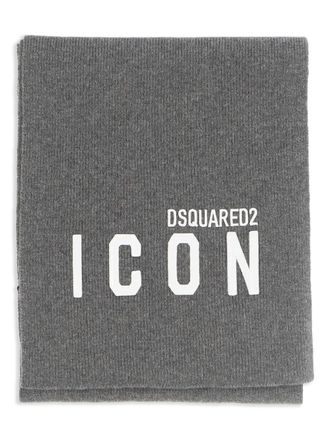 Dsquared2 Gerippter Schal mit Logo-Stickerei - Grau