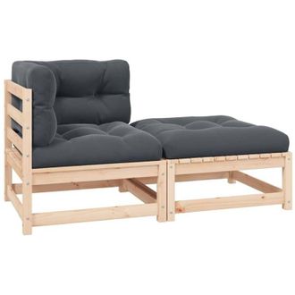 vidaXL 2-tlg. Garten-Lounge-Set mit Kissen Massivholz Kiefer - Vidaxl