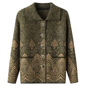 Generic Cardigan à manches longues pour femme dâge moyen avec revers imprimé, En8 mariné, XXL