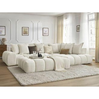 BOBOCHIC Bobochic - Canap&eacute; dangle fixe everest tissu chin&eacute; avec pouf Angle droit Blanc