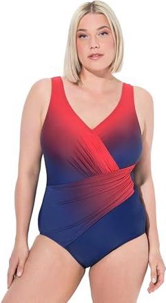 Ulla Popken Badeanzug, Farbverlauf, Drapiert, Softcups, Recycelt Maillot de Bain Une pi&egrave;ce, Marine, 50 Femmes