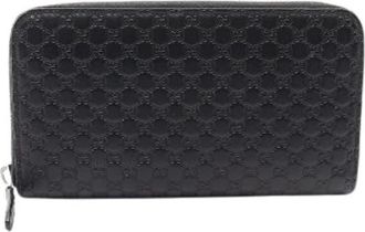 Gucci Portefeuille long en cuir Microguccissima Pre-owned - Femme - Pre-owned - Noir - Taille: ONE Size