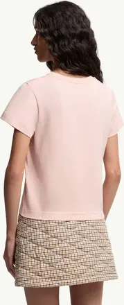 Moncler Heart Logo-Embroidered Cotton T-Shirt - Pink