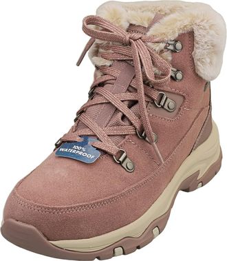 Skechers Damen Trego Snow Worries Stiefelette, Mauve Suede/Duraleather/Faux Fur, 36 EU