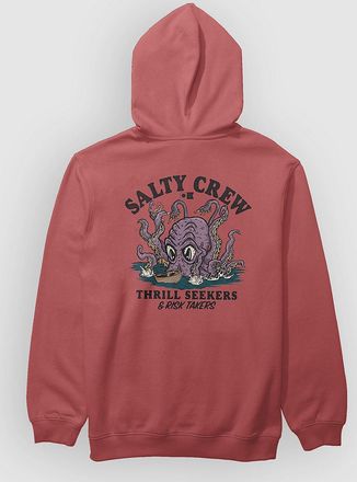 Salty Crew Kraken Monst Hoodie washed red