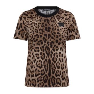 Dolce & Gabbana T-Shirt mit Tierdruck - - Tops - Damen - Braun - L