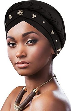 Dreshow Femmes Africaine Turban pré-noués Tresse Torsadée Bonnet Chimio Casquette de Perte de Cheveux Chapeau